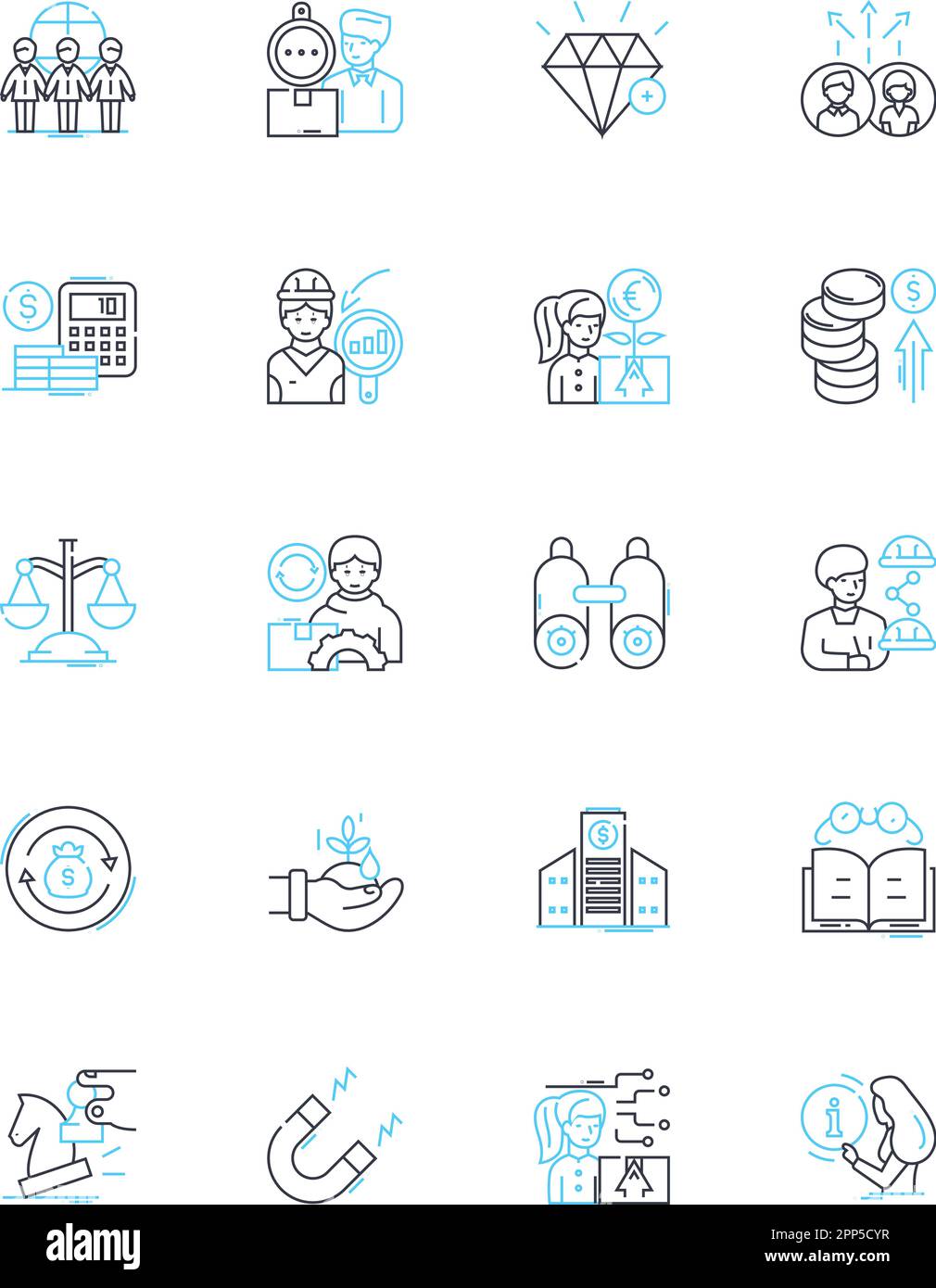 Company debut linear icons set. Introduction, Premiere, Launch, Debutante, Inauguration ...