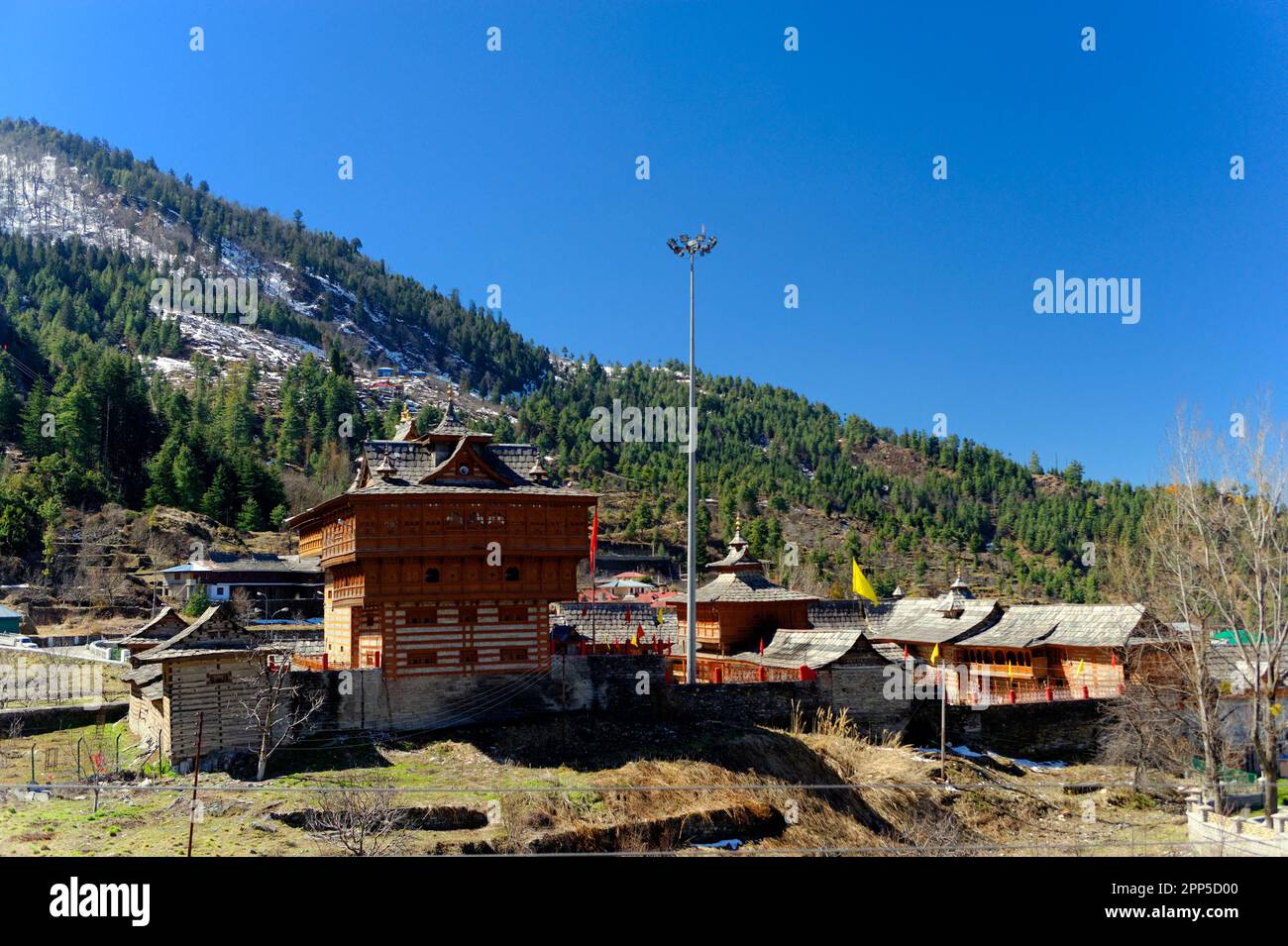 Traditional Himalayan wooden temple of Goddess Bhima Kali in Sarahan ...