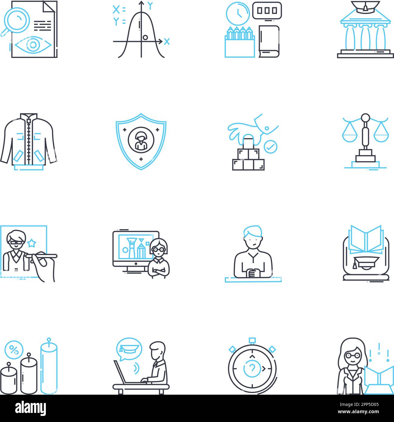 Academic aspects linear icons set. Research, Learning, Teaching ... Academic aspects linear icons set. Research, Learning, Teaching ...