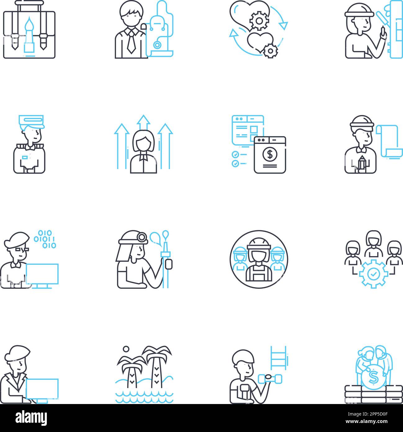 Life Planning Linear Icons Set Goals Ambition Vision Purpose