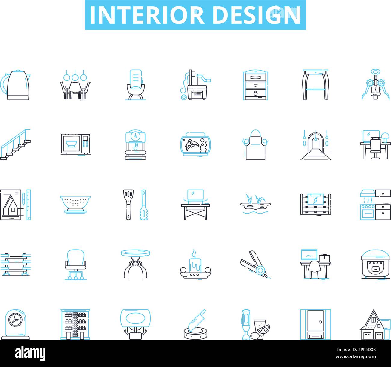 Interior design linear icons set. Aesthetics, Architecture, Color ...