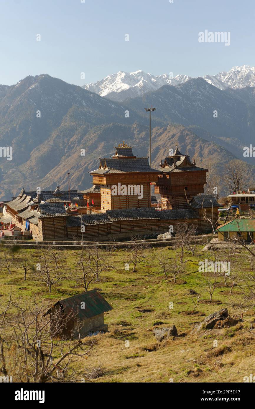 Traditional Himalayan wooden temple of Goddess Bhima Kali in Sarahan ...