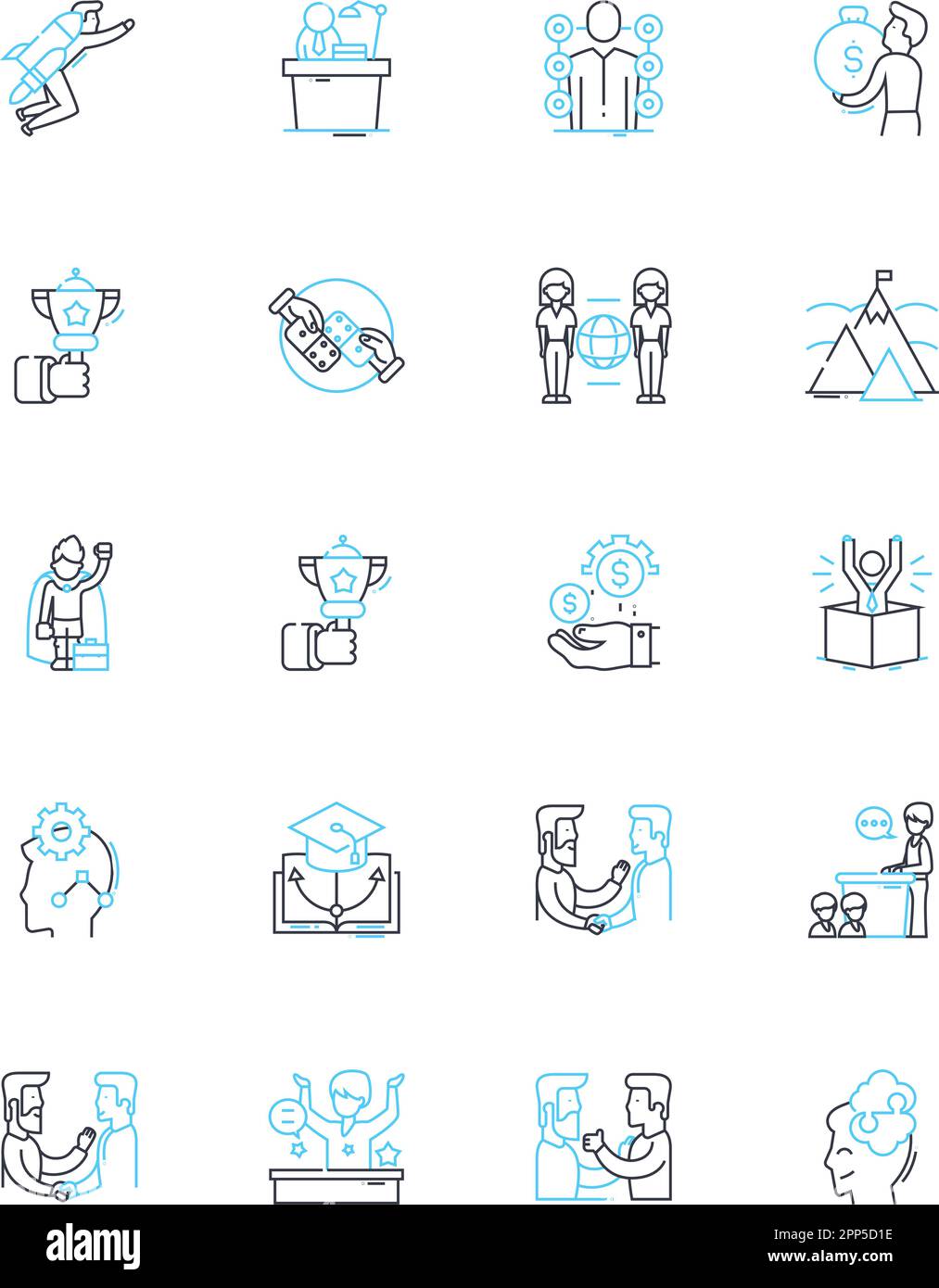 Customer relations linear icons set. Satisfaction, Loyalty, Engagement ...