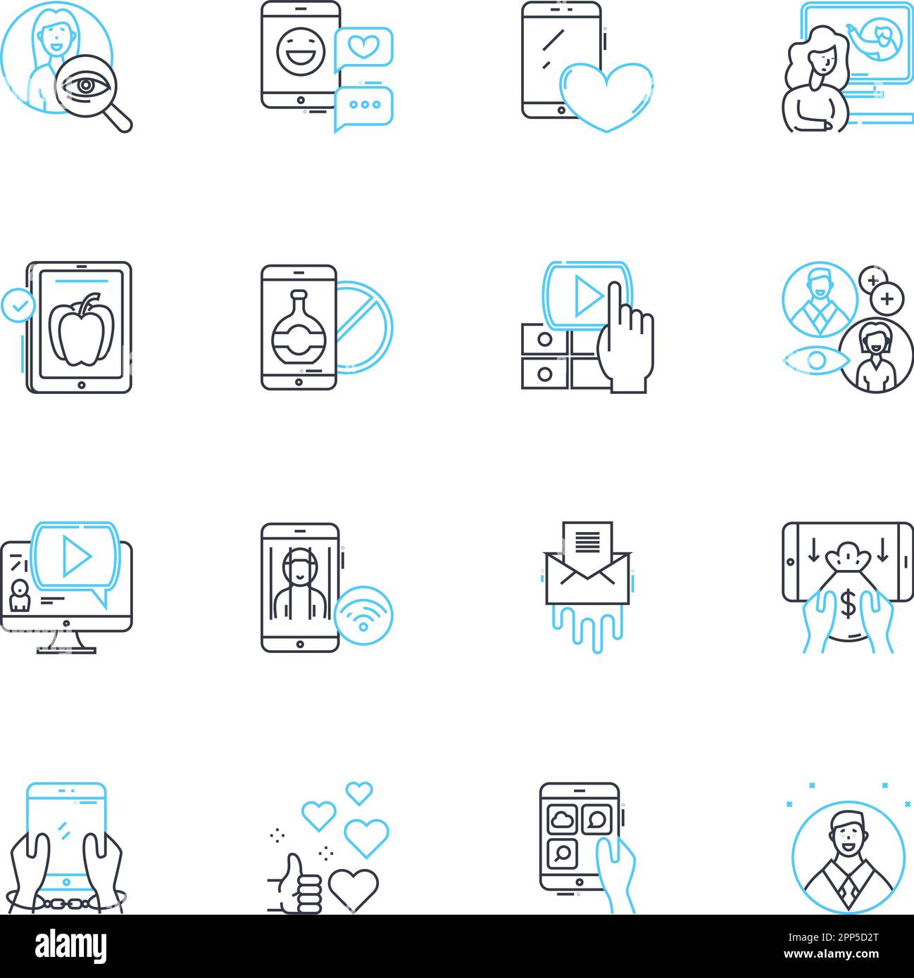 Influencer outreach linear icons set. Influence, Socialmedia, Outreach ...