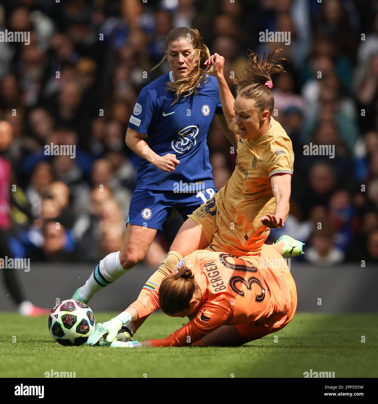London, UK. 22nd Apr, 2023. Chelsea Women Goalkeeper Ann-Katrin Berger ...