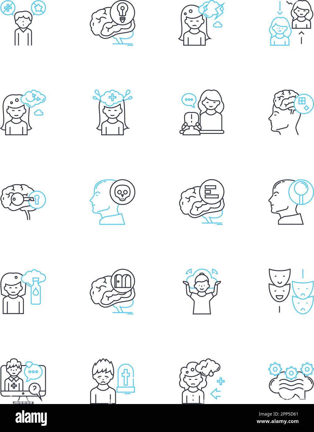 Psychological fitness linear icons set. Resilience, Adaptability, Self ...