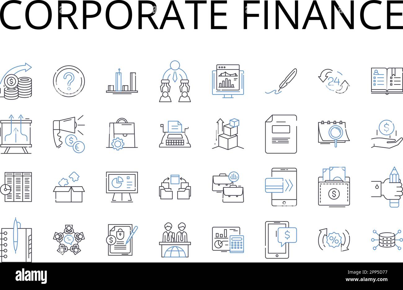 Corporate finance line icons collection. Business management, Financial ...