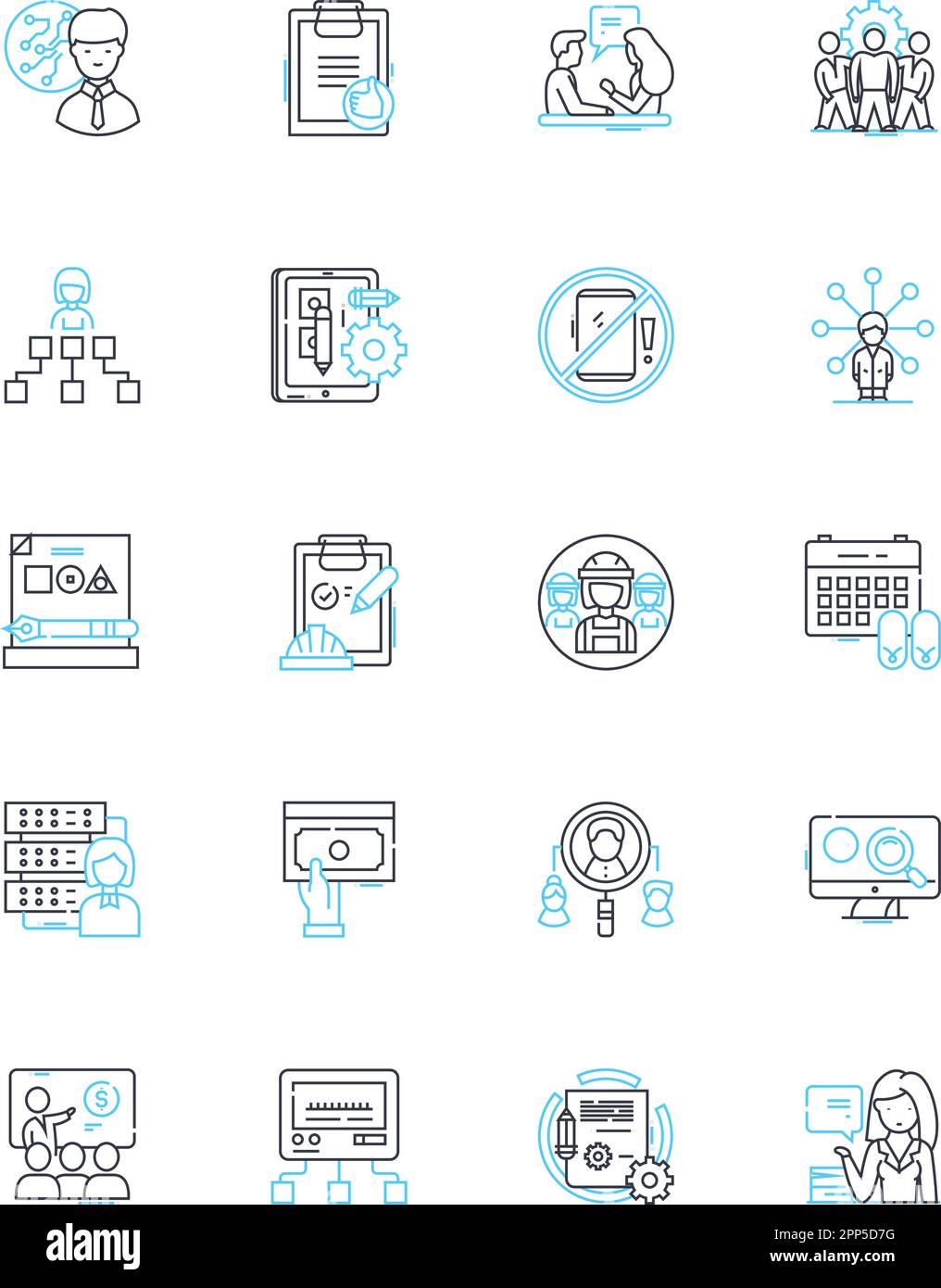 Employee engagement linear icons set. Motivation, Connection ...