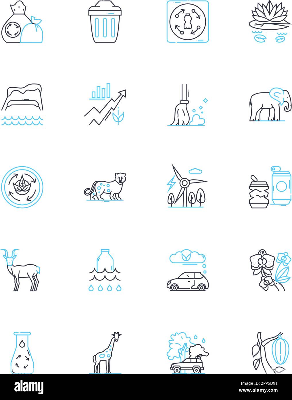 Wildlife linear icons set. Savanna, Habitat, Primate, Tundra, Predator ...