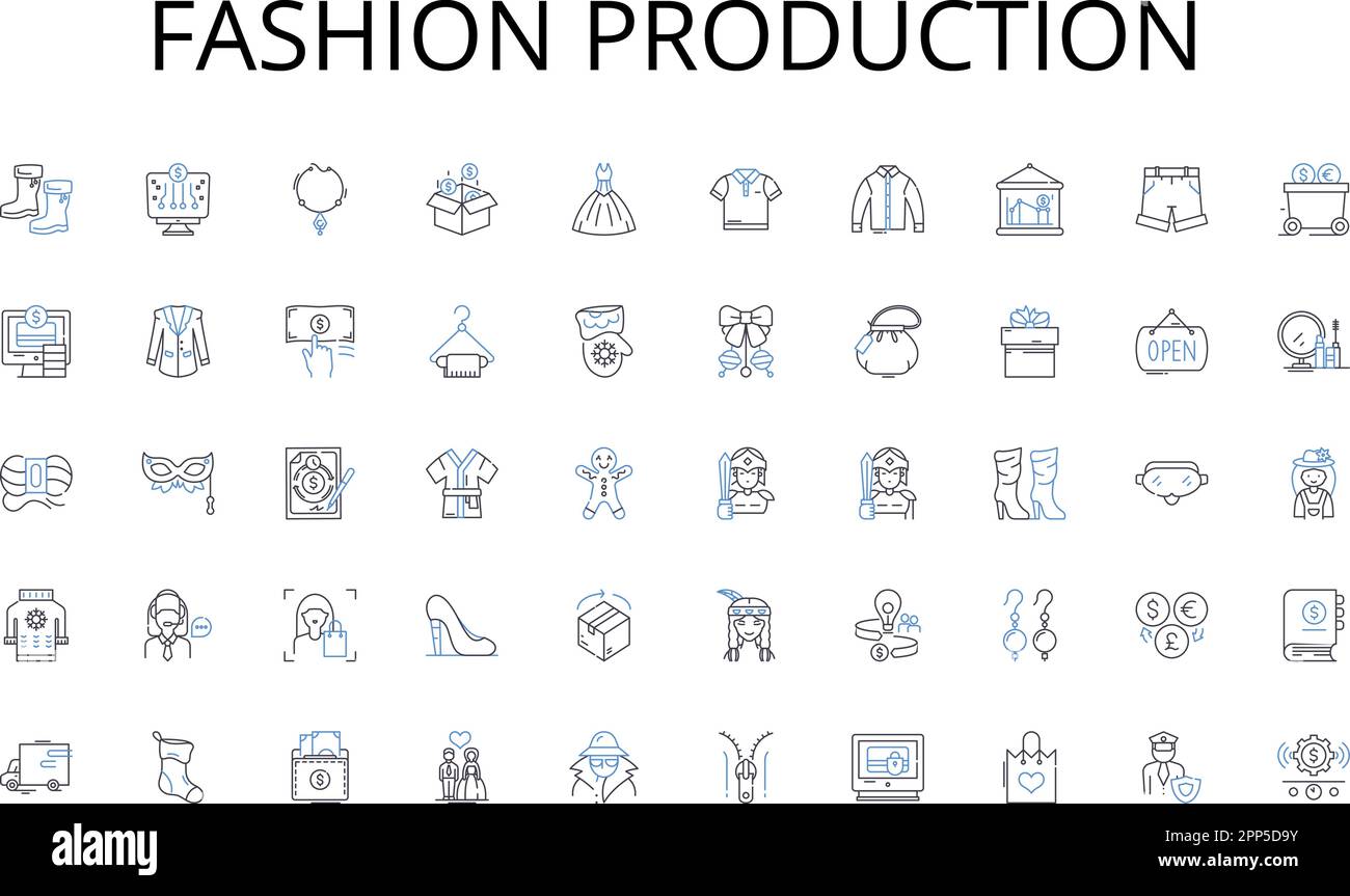 Fashion production line icons collection. Hiking, Painting, Reading ...
