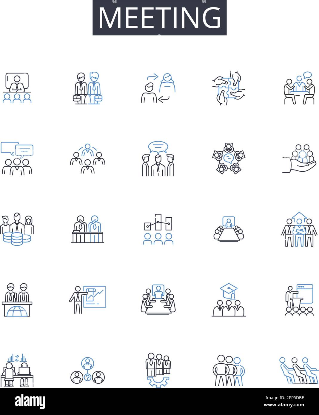 Meeting Line Icons Collection Conference Assembly Session Gathering Summit Encounter