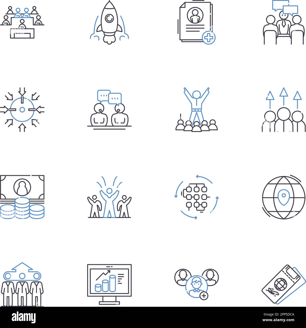 Collaboration and engagement line icons collection. Synergy, Alignment, Participation ...