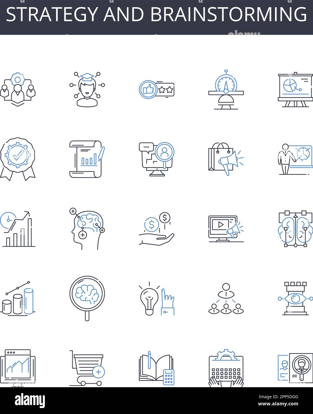 Strategy And Brainstorming Line Icons Collection Planning And Scheming Pondering And