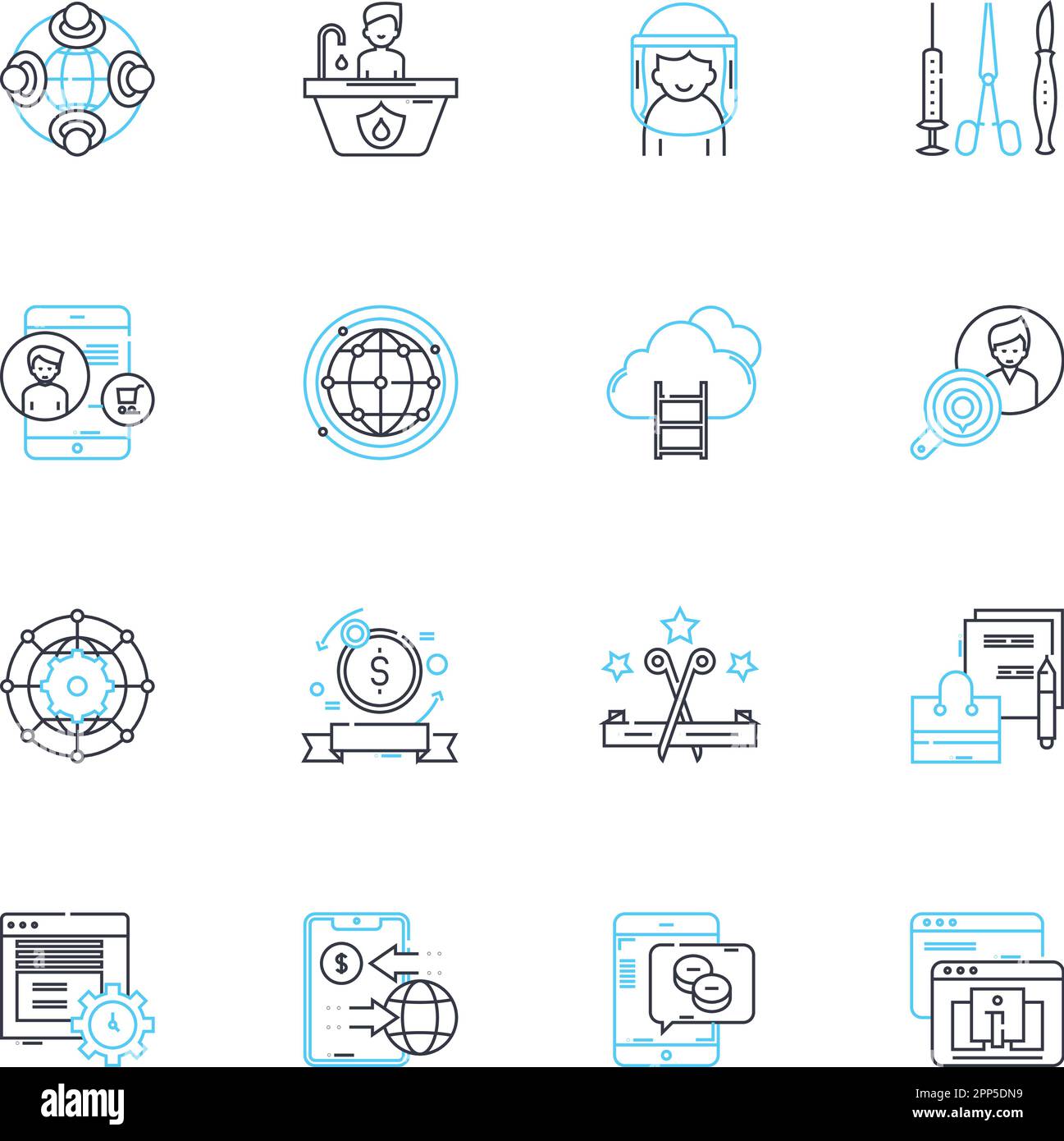 Cyber commerce linear icons set. E-commerce, Digital, Online ...