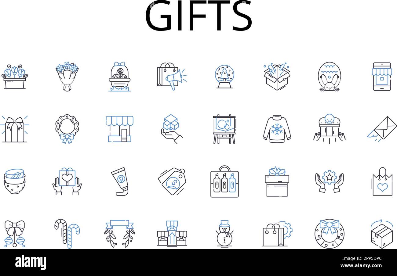 Gifts line icons collection. Presents, Souvenirs, Prizes, Rewards ...