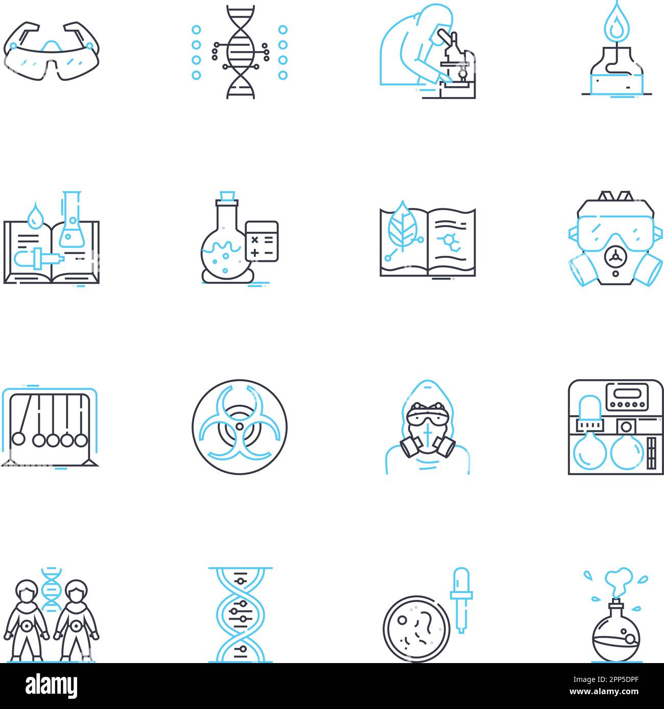 Nanotechnology linear icons set. Nanoparticles, Nanomaterials ...