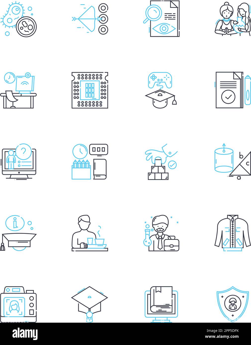 Scholastic features linear icons set. Curriculum, Library, Textbooks ...