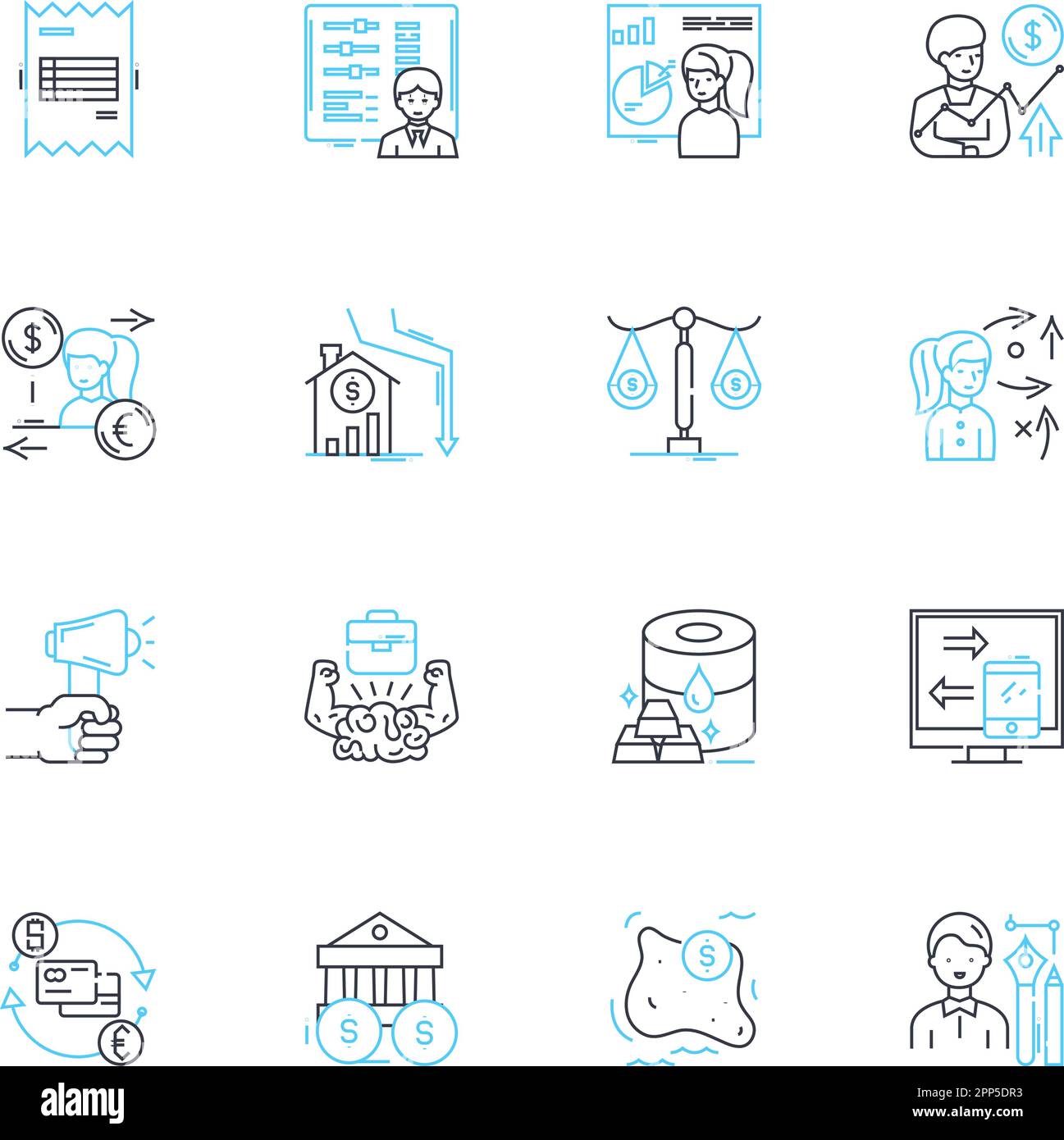 Stock trading linear icons set. Shares, Investment, Market, Trading ...