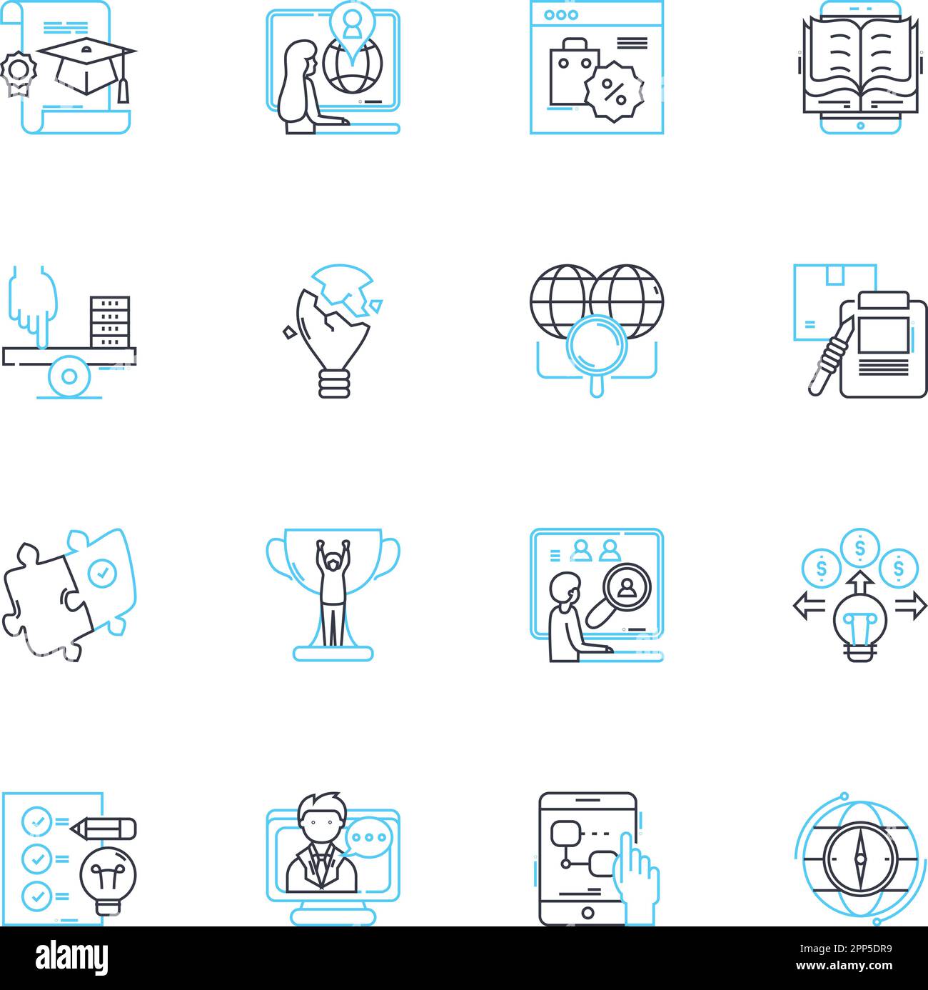 Commercial education linear icons set. Business, Economics, Finance ...