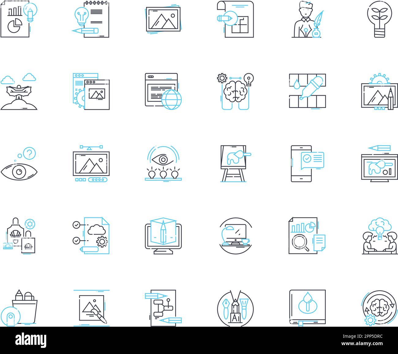 Creator linear icons set. Inventive, Imaginative, Artistic, Innovative ...