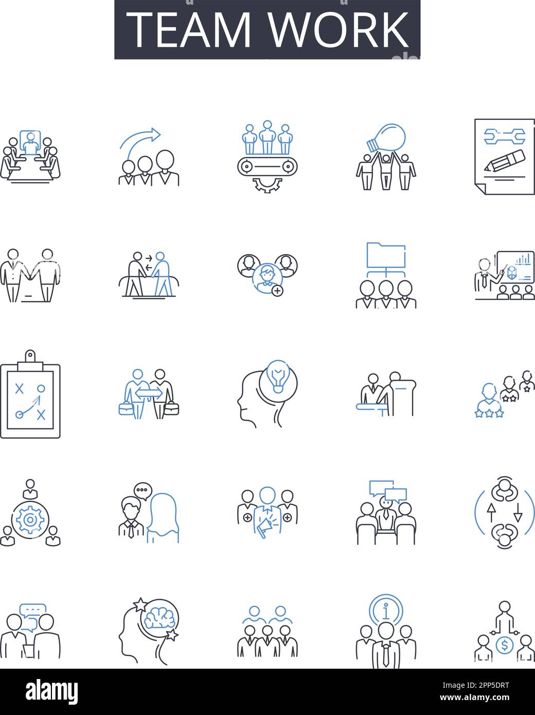 Team work line icons collection. Equality, Innovation, Diversity ...