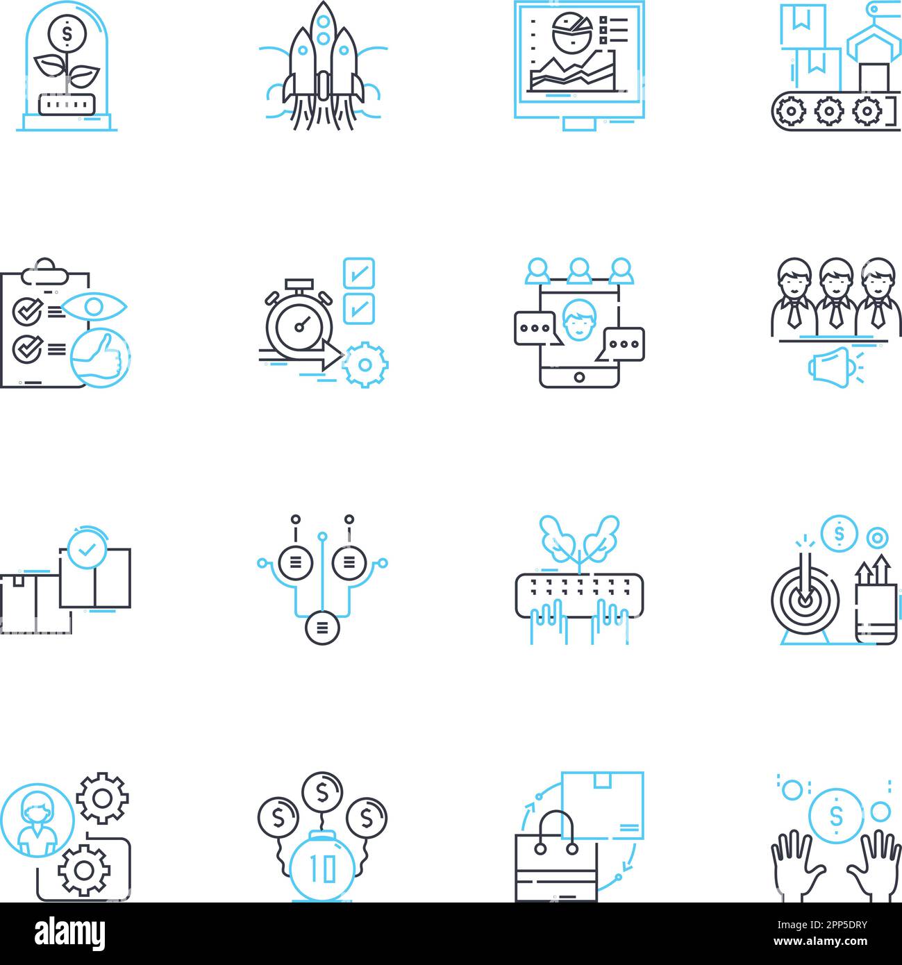 Investment Strategy Linear Icons Set Portfolio Diversification Risk