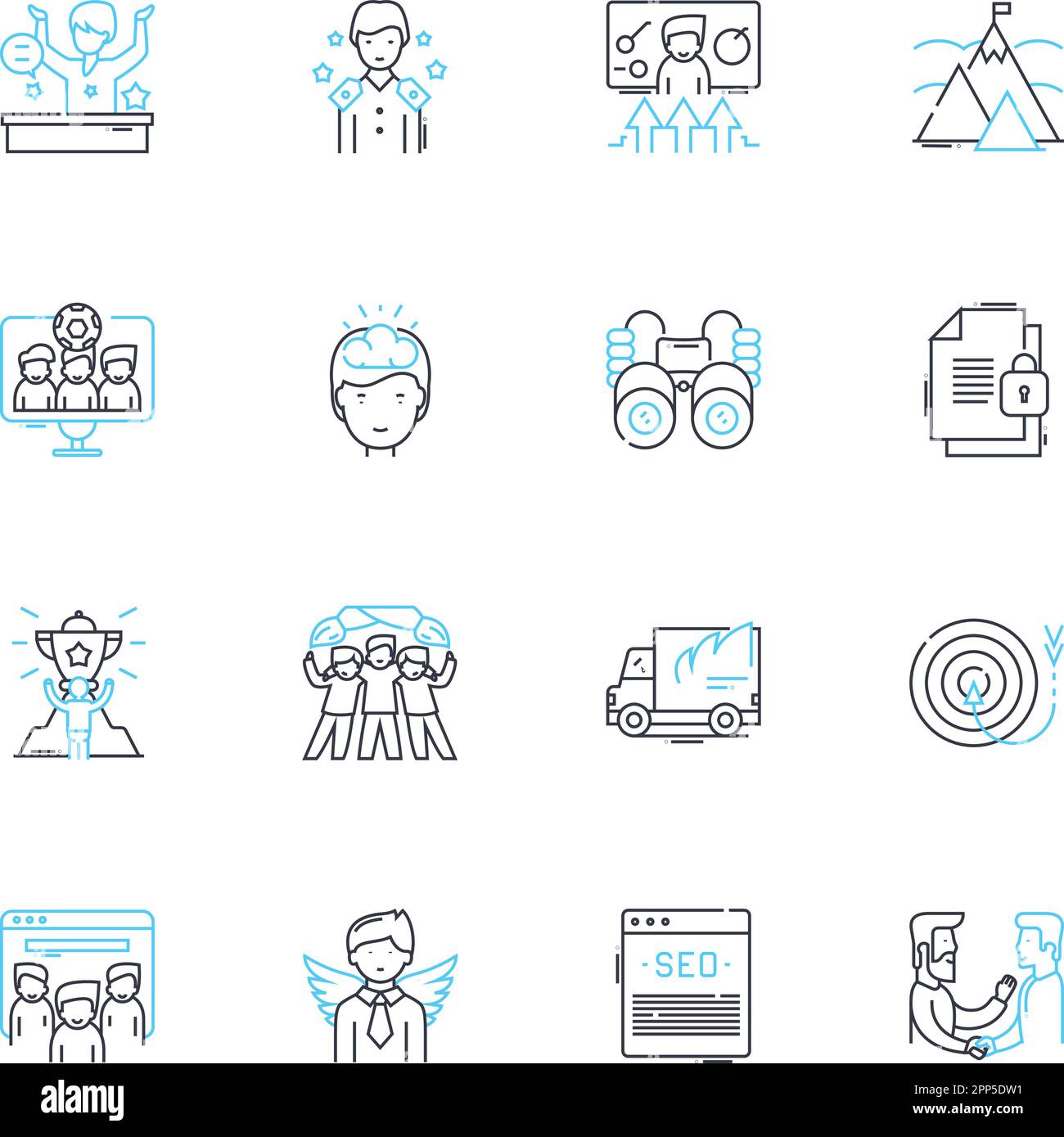Self-employment linear icons set. Entrepreneurship, Independence, Sole ...