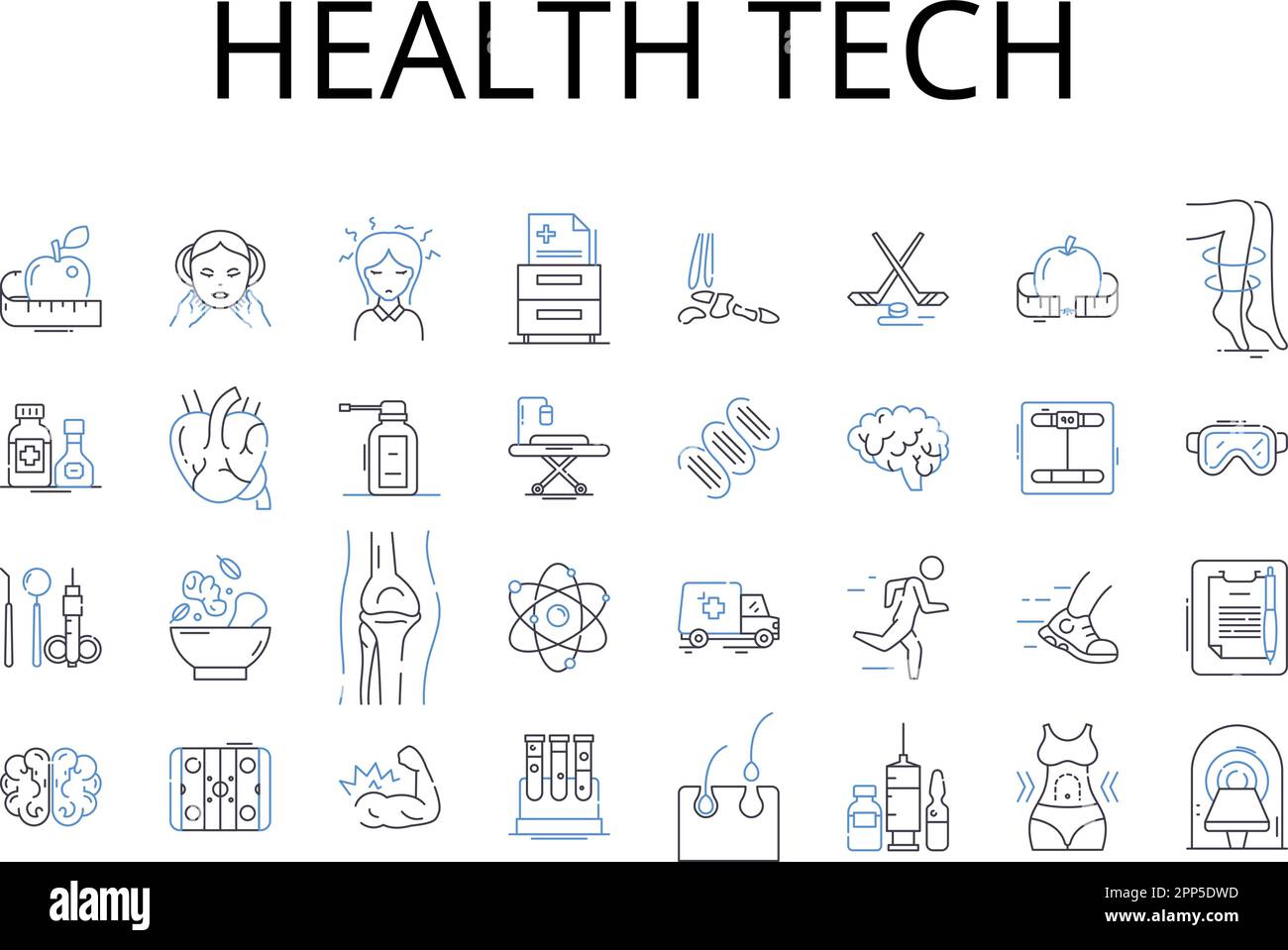 Health tech line icons collection. Medical technology, Digital health ...