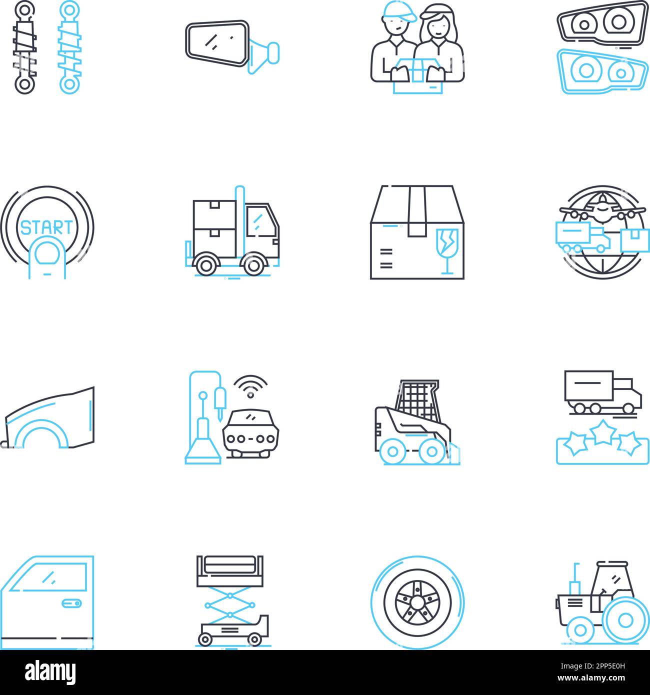 Conveyance linear icons set. Transport, Vehicle, Transit, Carriage ...