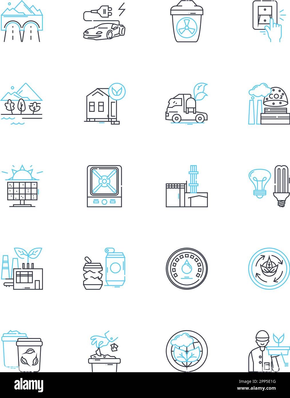 Ecology Linear Icons Set Sustainability Biodiversity Ecosystem