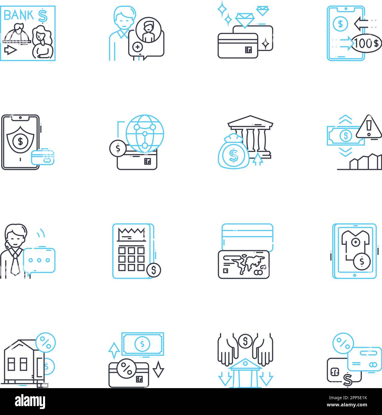 Mobile Banking Linear Icons Set Convenience Security Accessibility