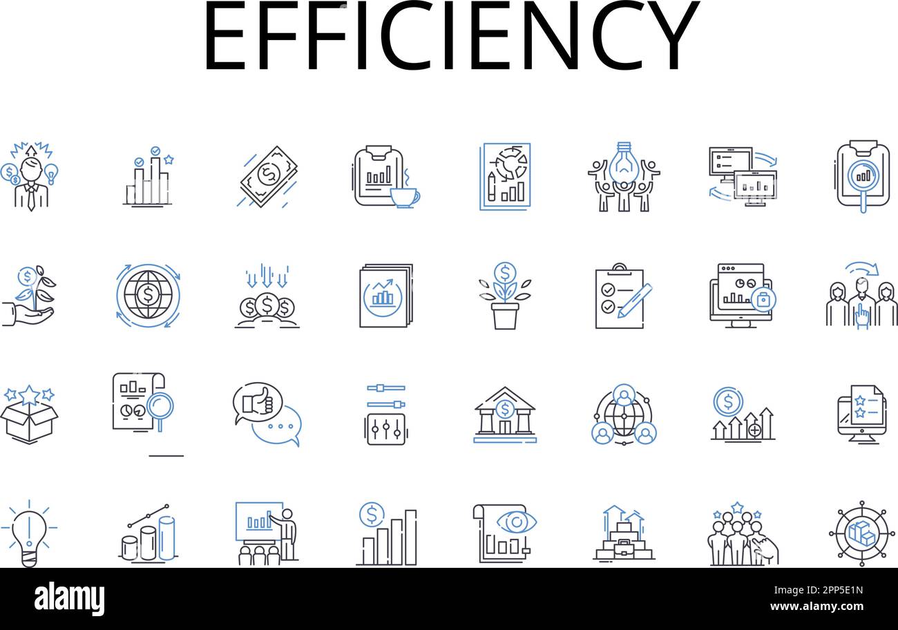 Efficiency Line Icons Collection Speediness Productiveness