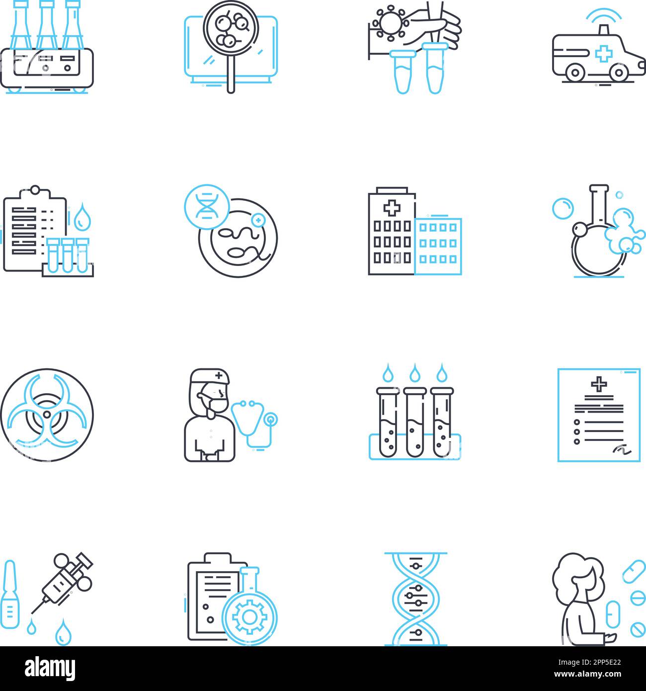 Epidemic Linear Icons Set Contagion Outbreak Infection Pandemic Disease Isolation