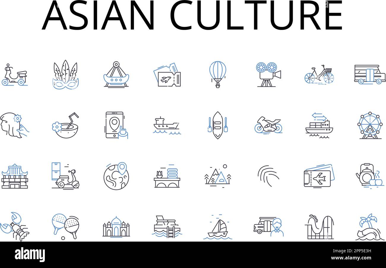 Asian culture line icons collection. Eastern culture, , , , , , vector ...