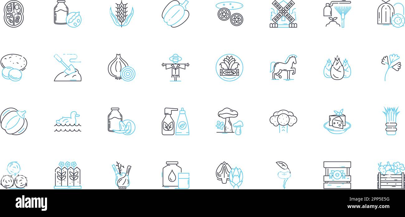 Eco-friendly farming linear icons set. Sustainable, Organic, Composting ...