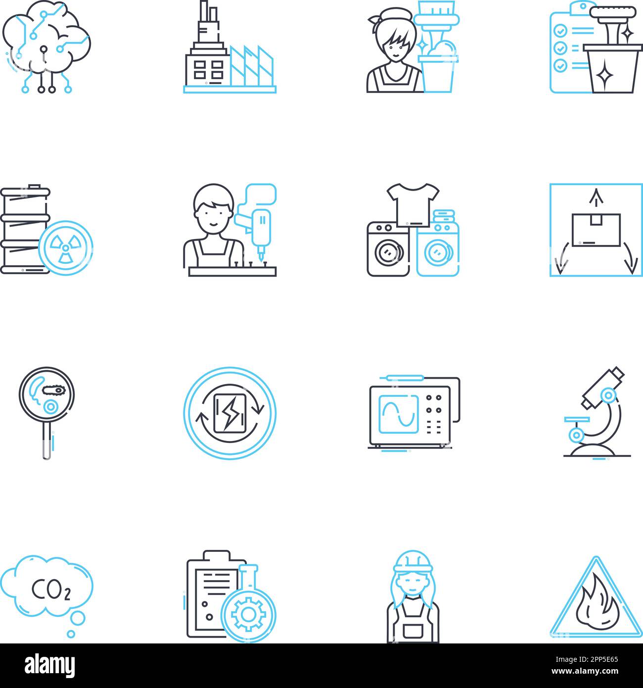 Chemical production linear icons set. Synthesis, Polymerization ...