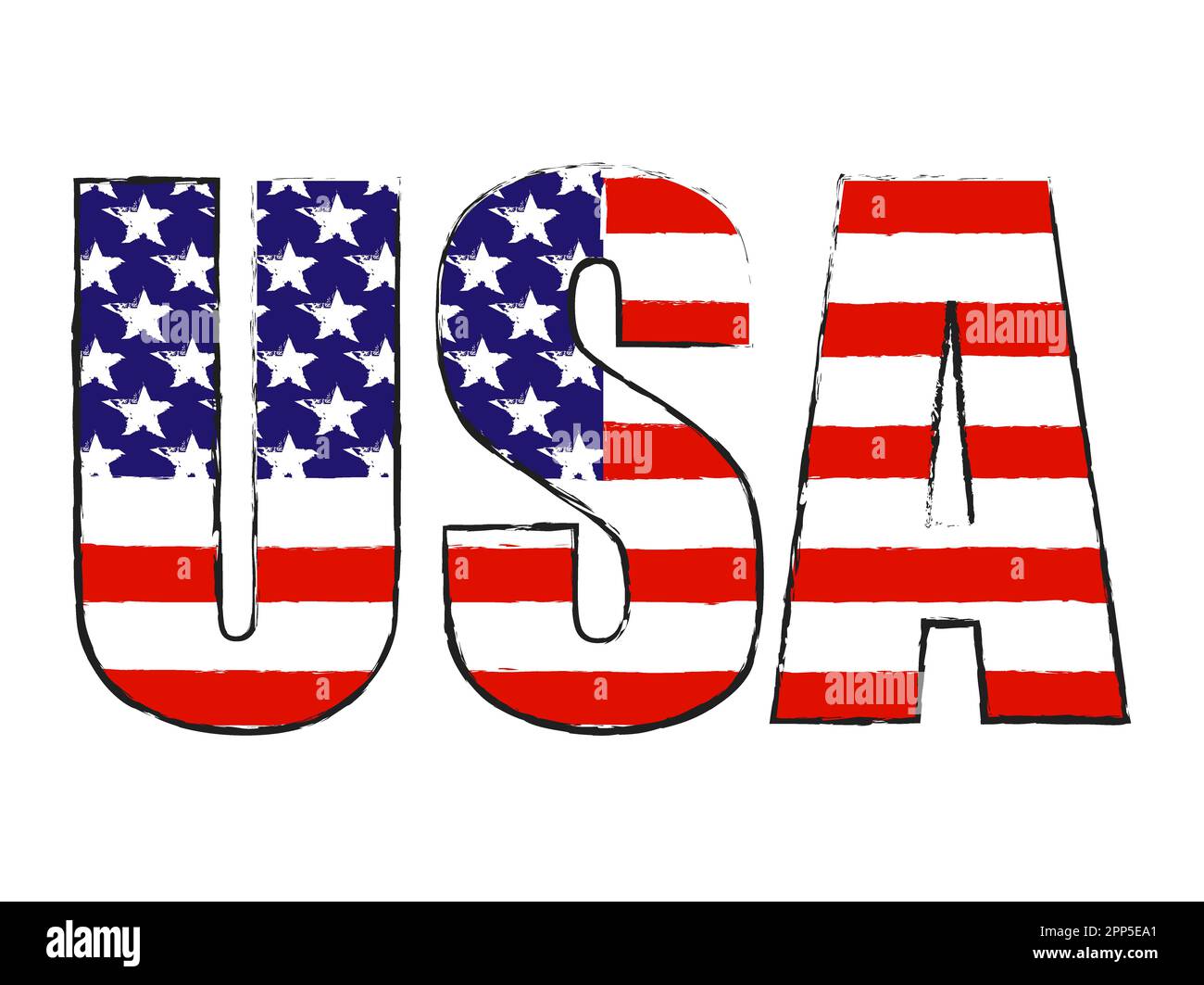 USA lettering drawn with a brush. Independence Day. Holiday 4th of July ...