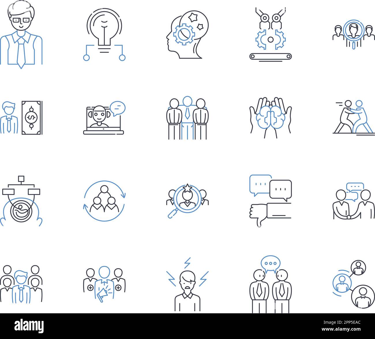 Workers Testing Line Icons Collection Assessments Trials Experiments