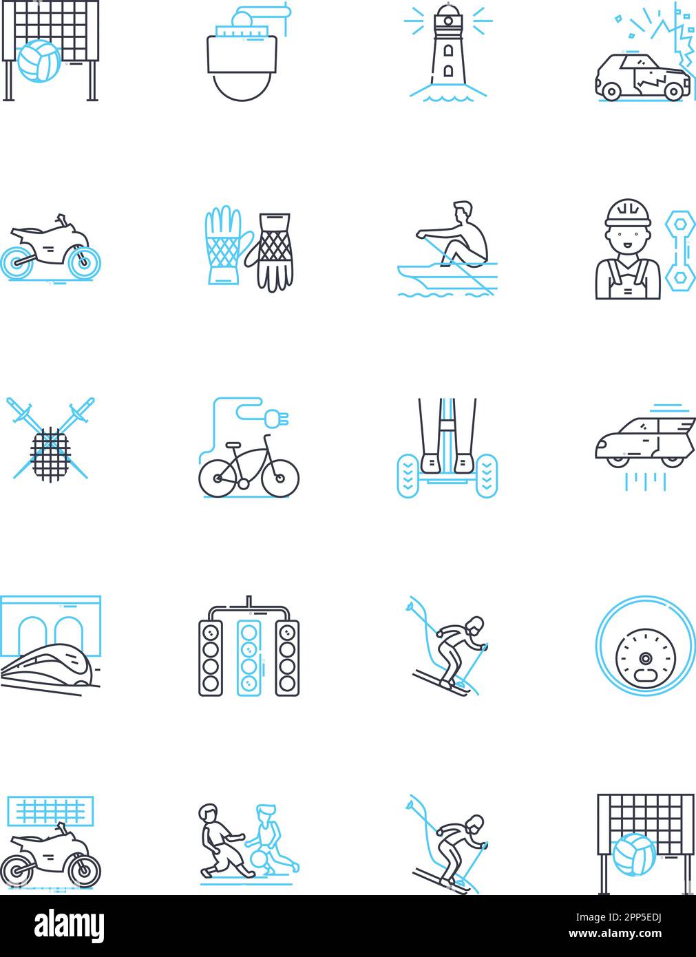 Enjoyment sport linear icons set. Thrilling, Exciting, Fun, Energetic ...