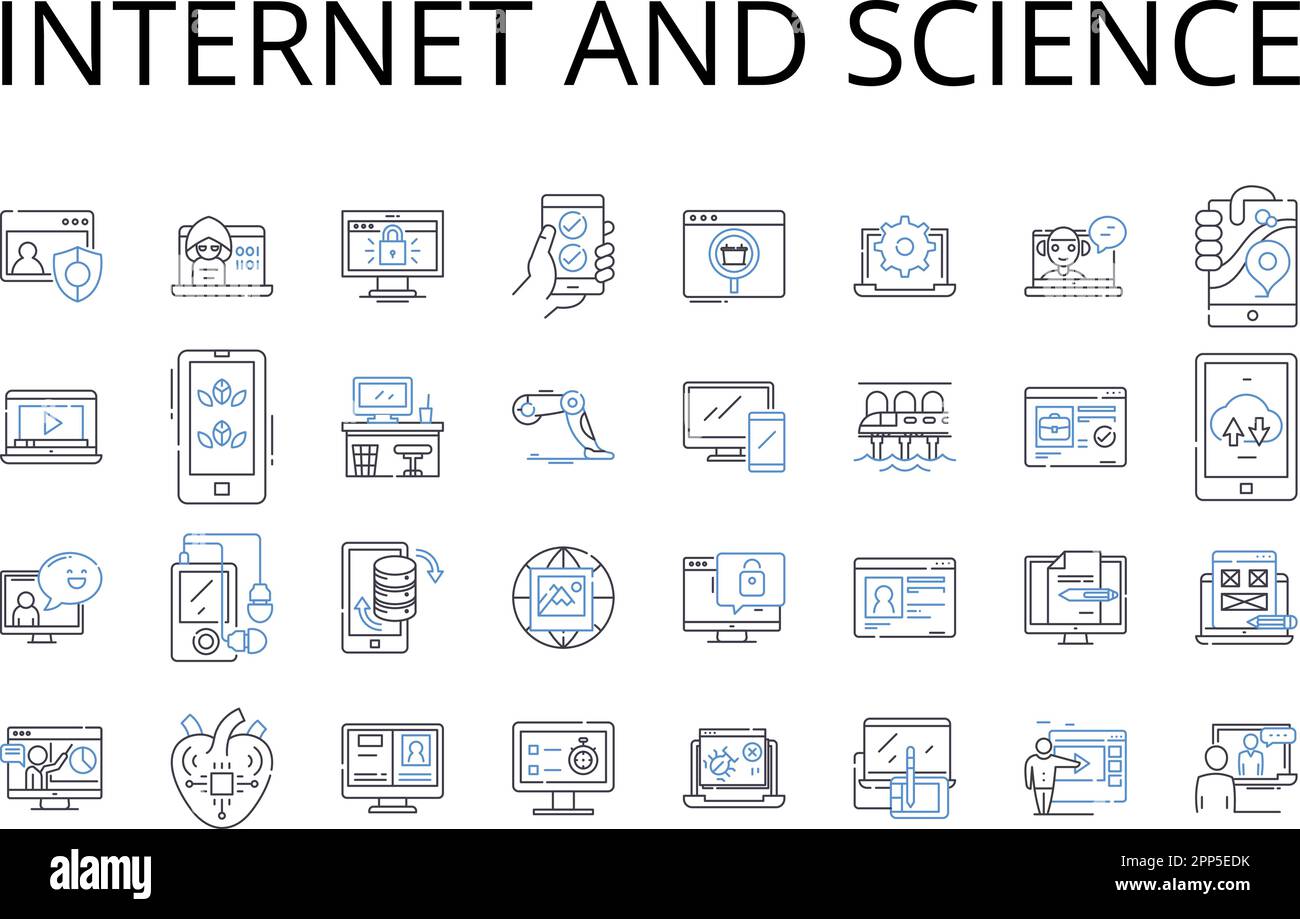 Internet And Science Line Icons Collection Nternet Web Net Cyberspace Online Digital World