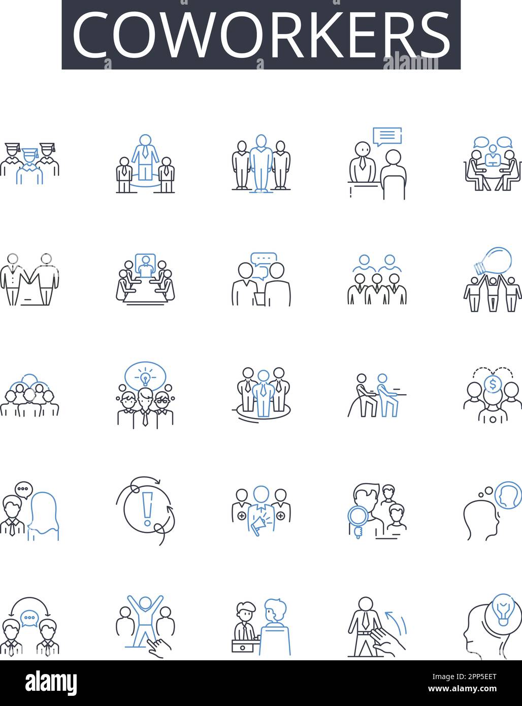 Coworkers line icons collection. Peers, Associates, Colleagues ...
