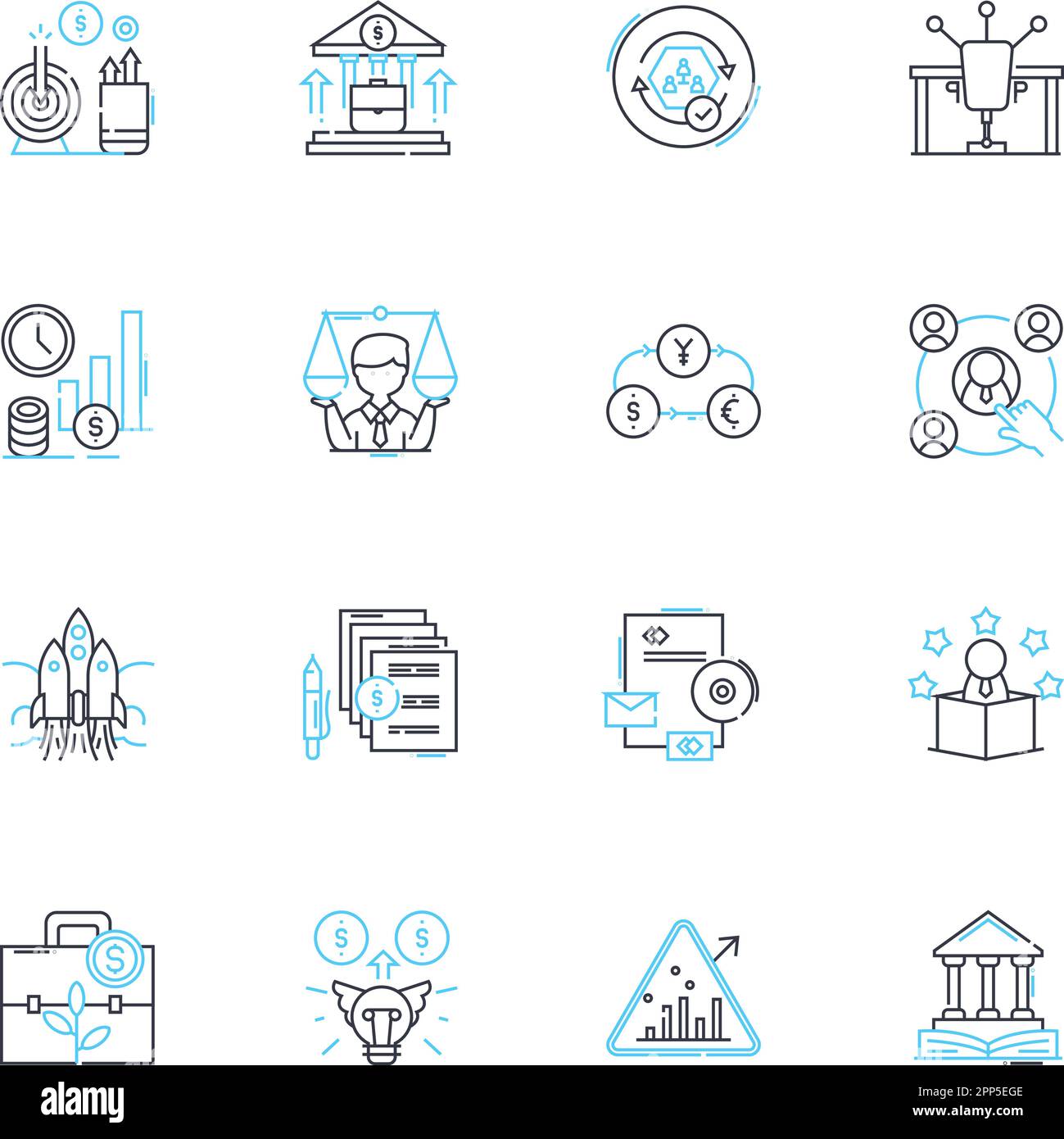 Investment intelligence and learning linear icons set. strategy ...