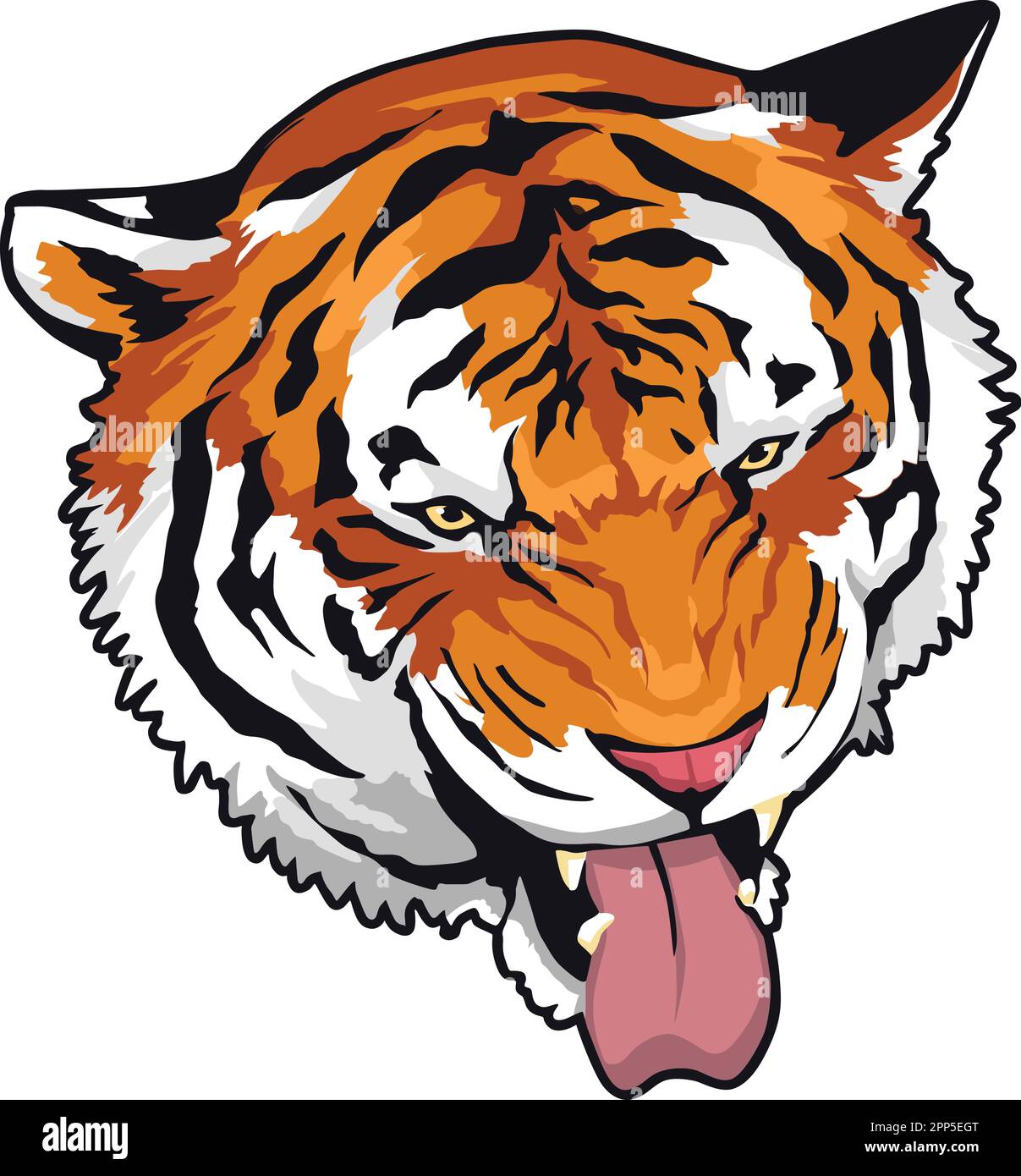 Tiger Face Expression Illustration. Tattoo Art. Vector Stock Vector ...