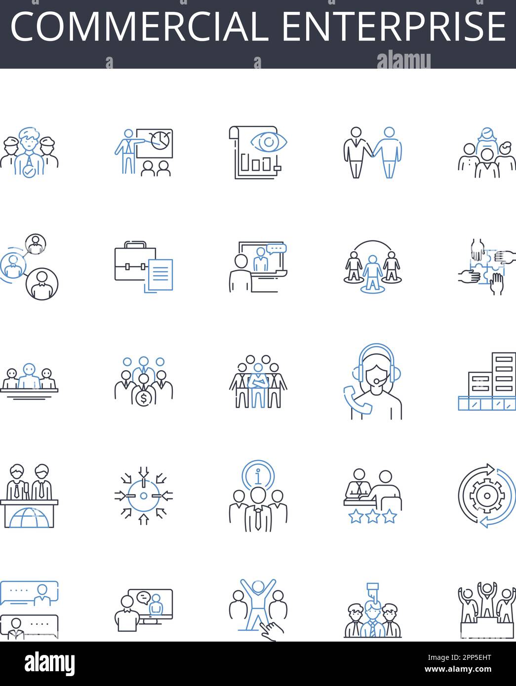 Commercial enterprise line icons collection. Learning, Growth ...