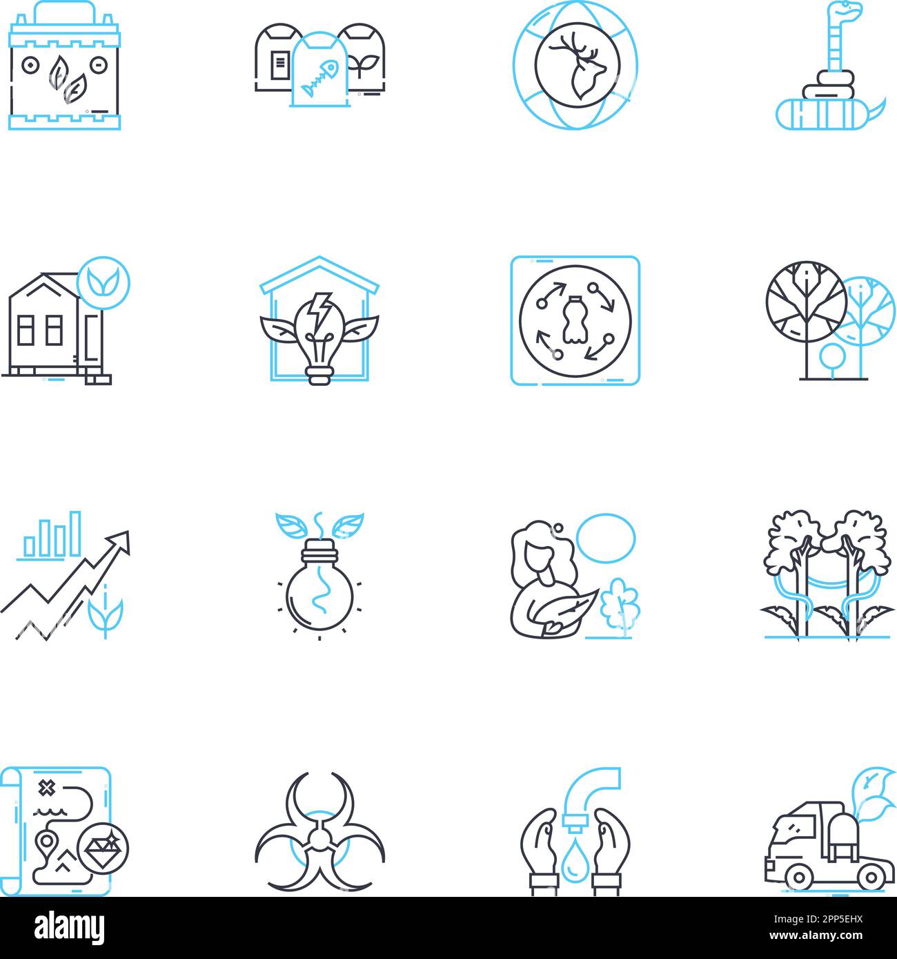 Cleanwater supply linear icons set. Aquifer, Chlorine, Contamination ...