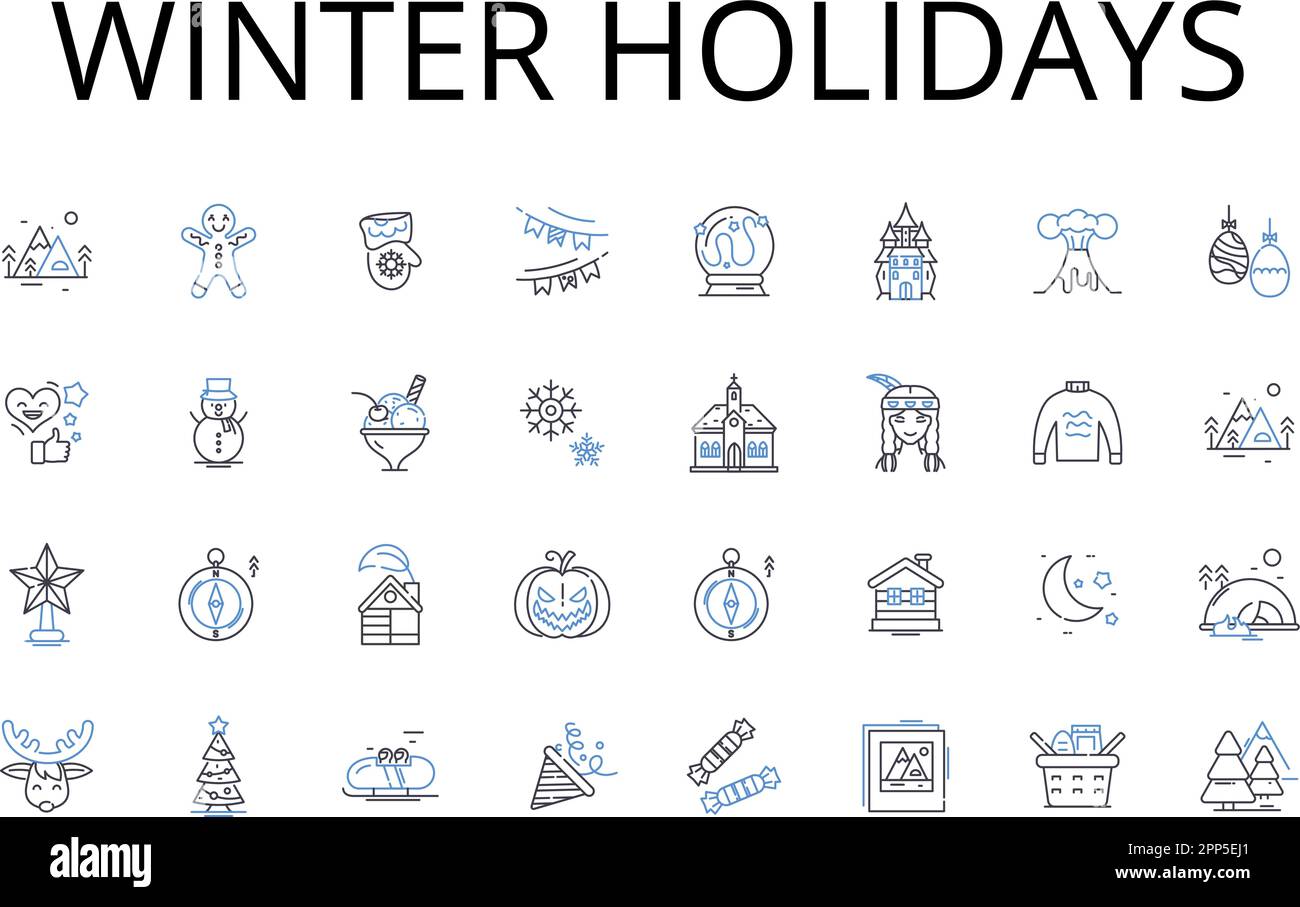 Winter holidays line icons collection. Christmas season, Yuletide ...