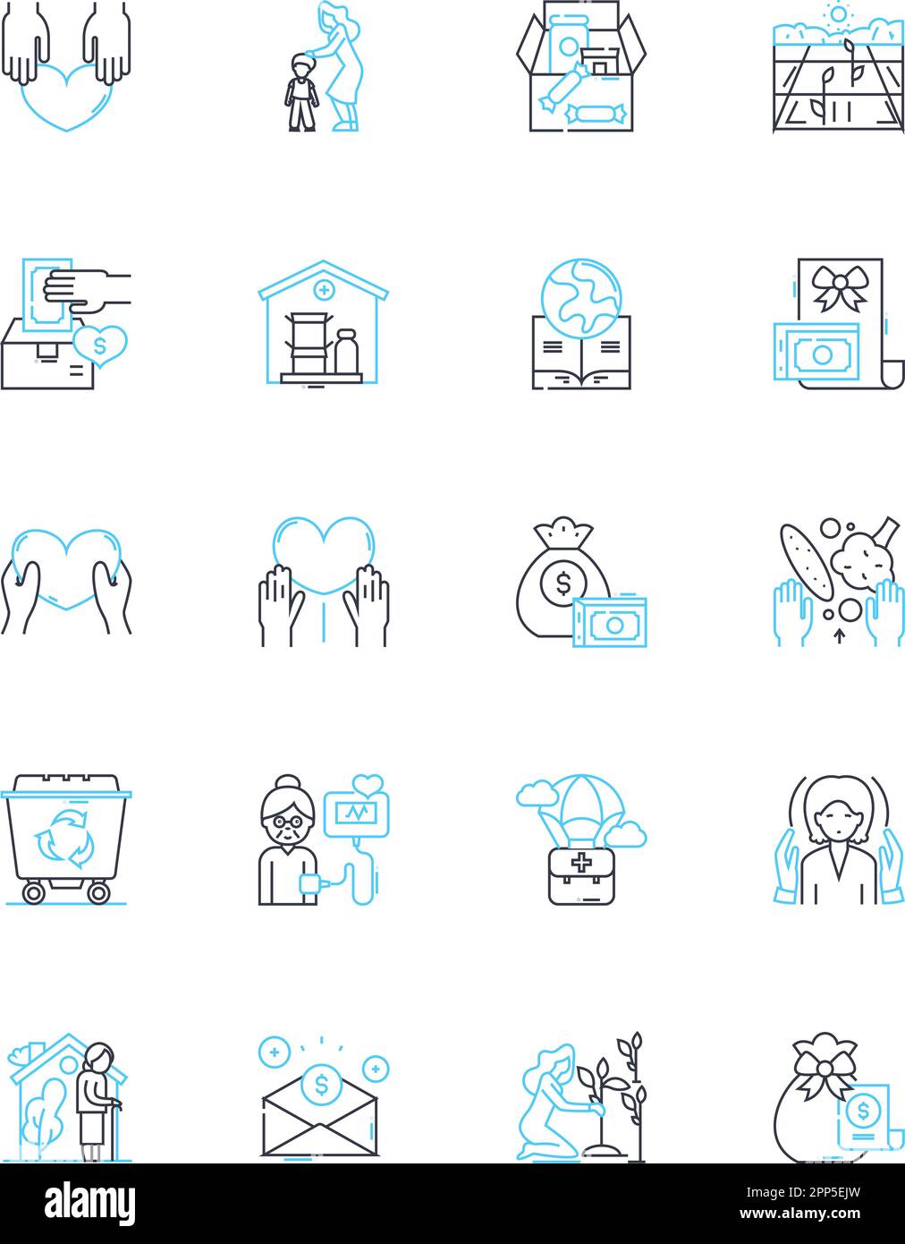 Humanity linear icons set. Empathy, Compassion, Diversity, Equality ...