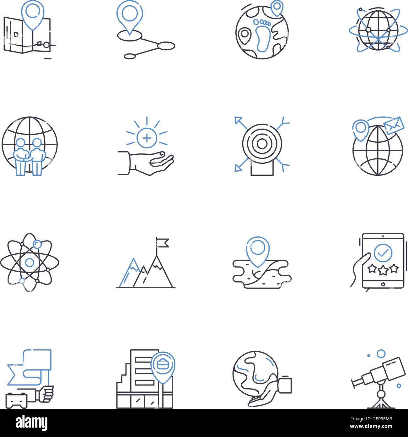 Geodetic Line Icons Collection Surveying Coordinate Mapping Geodesy Navigation Topography