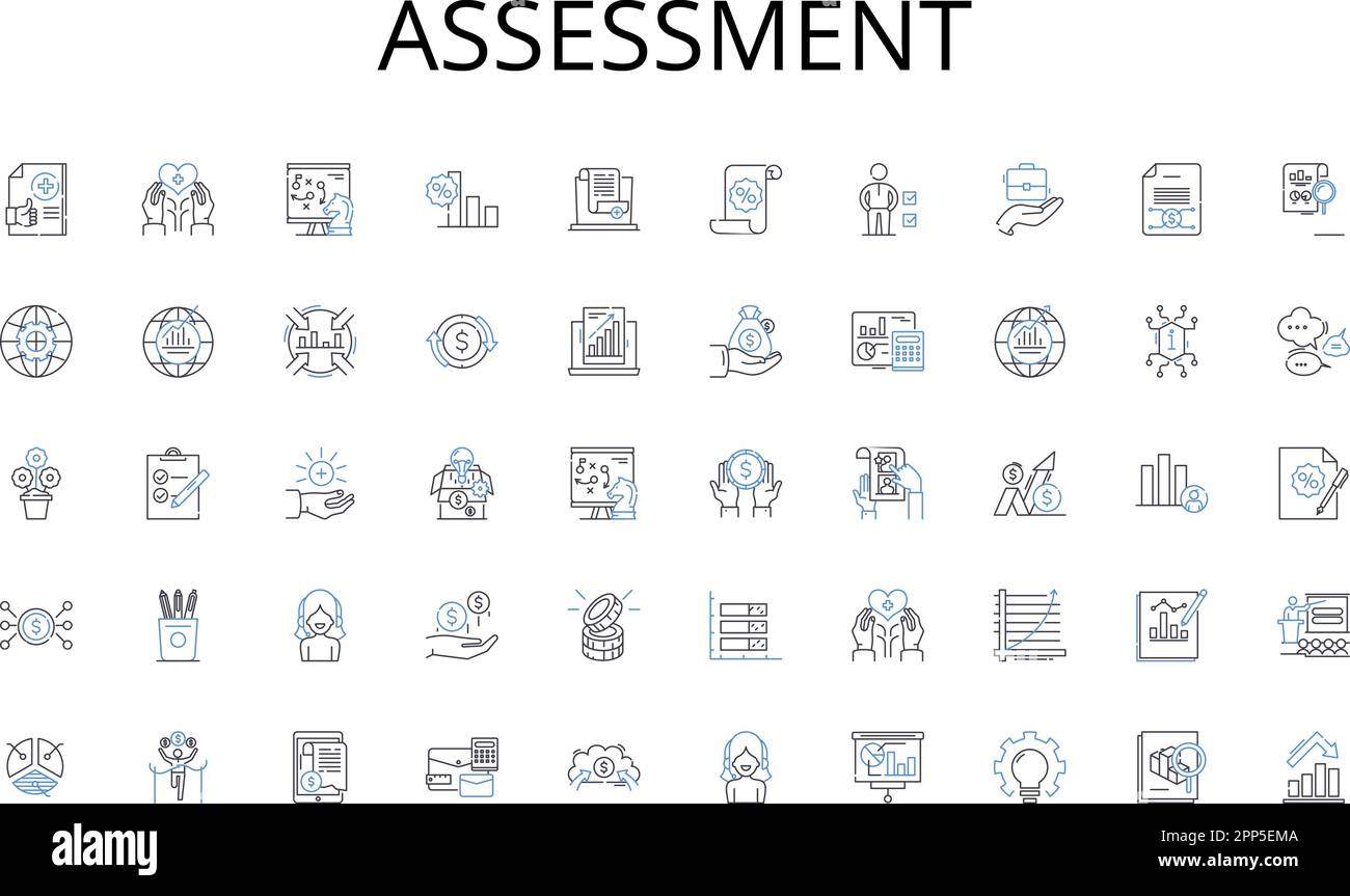 Assessment line icons collection. Leadership, Communication, Delegation ...