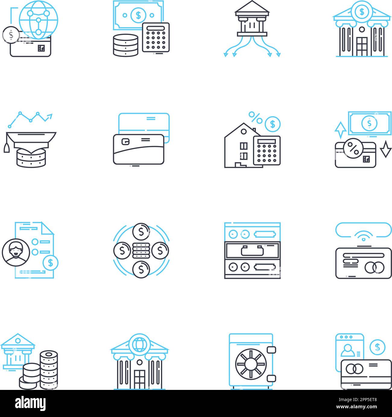 Virtual payment linear icons set. Digital, Online, Electronic, Secure, Contactless, E-wallet ...
